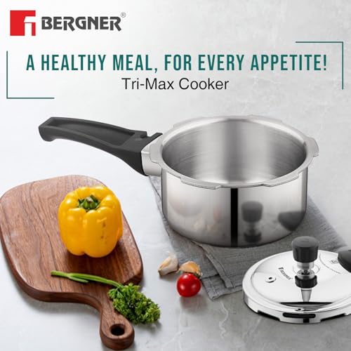 Bergner Trimax Stainless Steel 1.5L Outer Lid Pressure Cooker | Silver ...