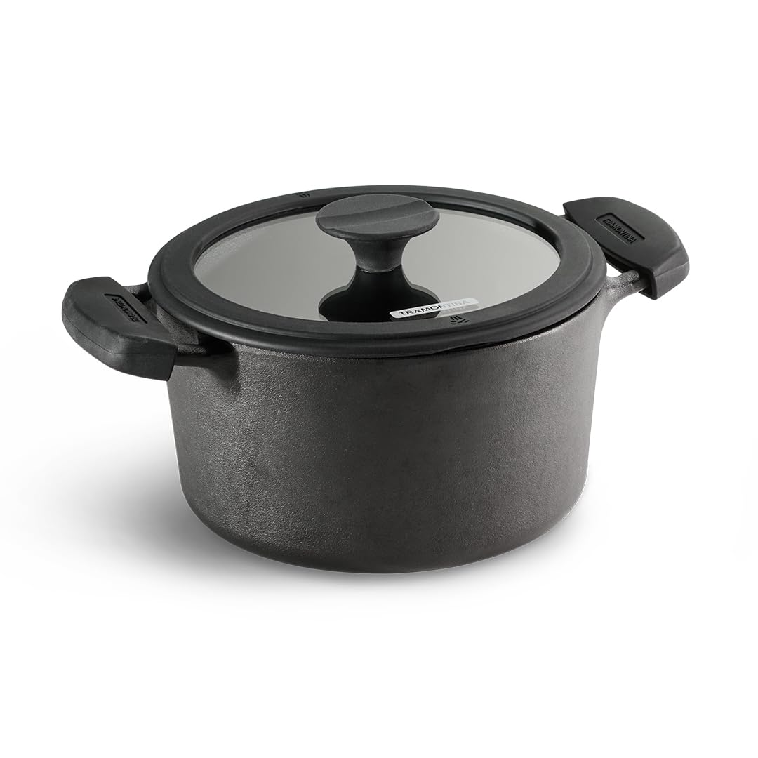 Tramontina Titanex 24 cm Pre-Seasoned Cast Iron Biryani Pot – 4.9L, No ...