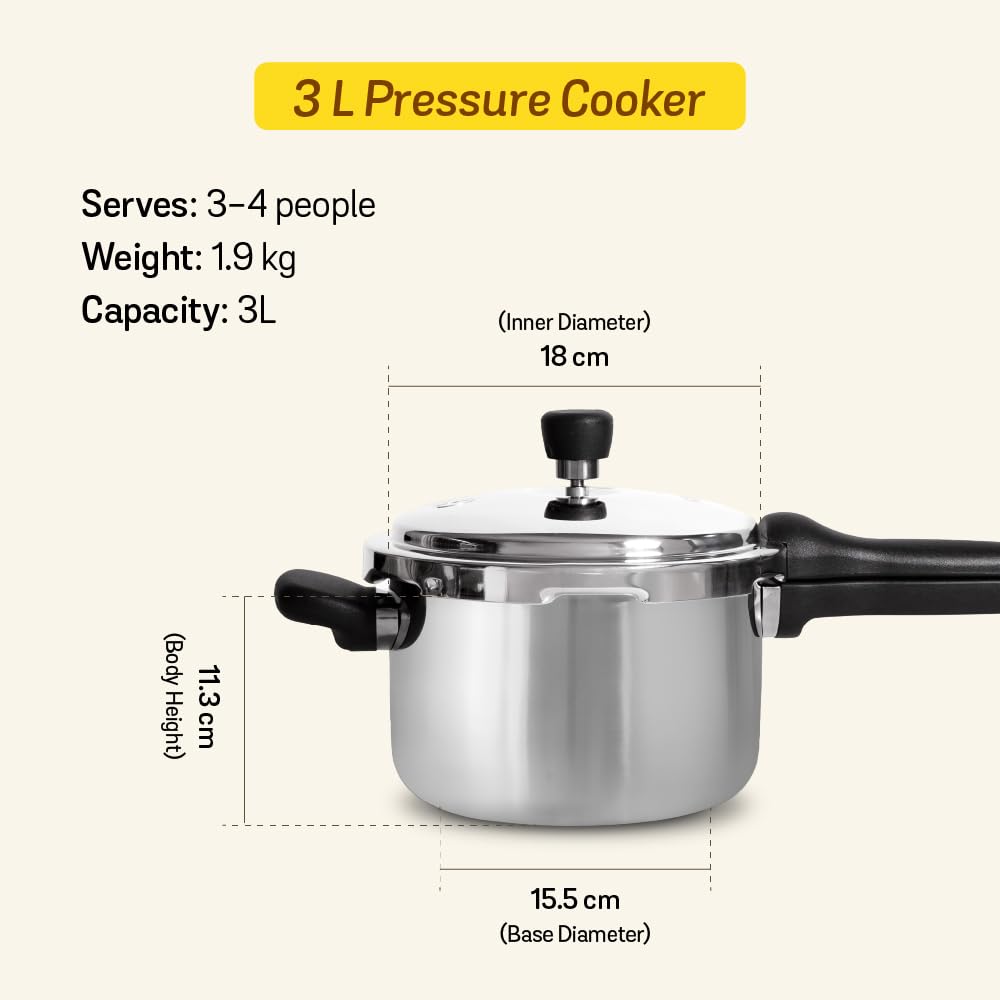 Meyer Presta Triply Pressure Cooker 3 Litre | Outer Lid Pressure Cooke ...
