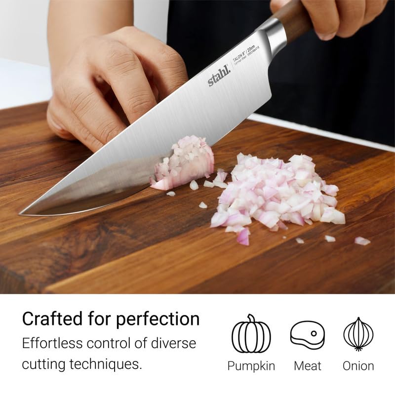 Stahl Talon Series Chef Knife with Walnut Wood Handle for Chopping Veg ...