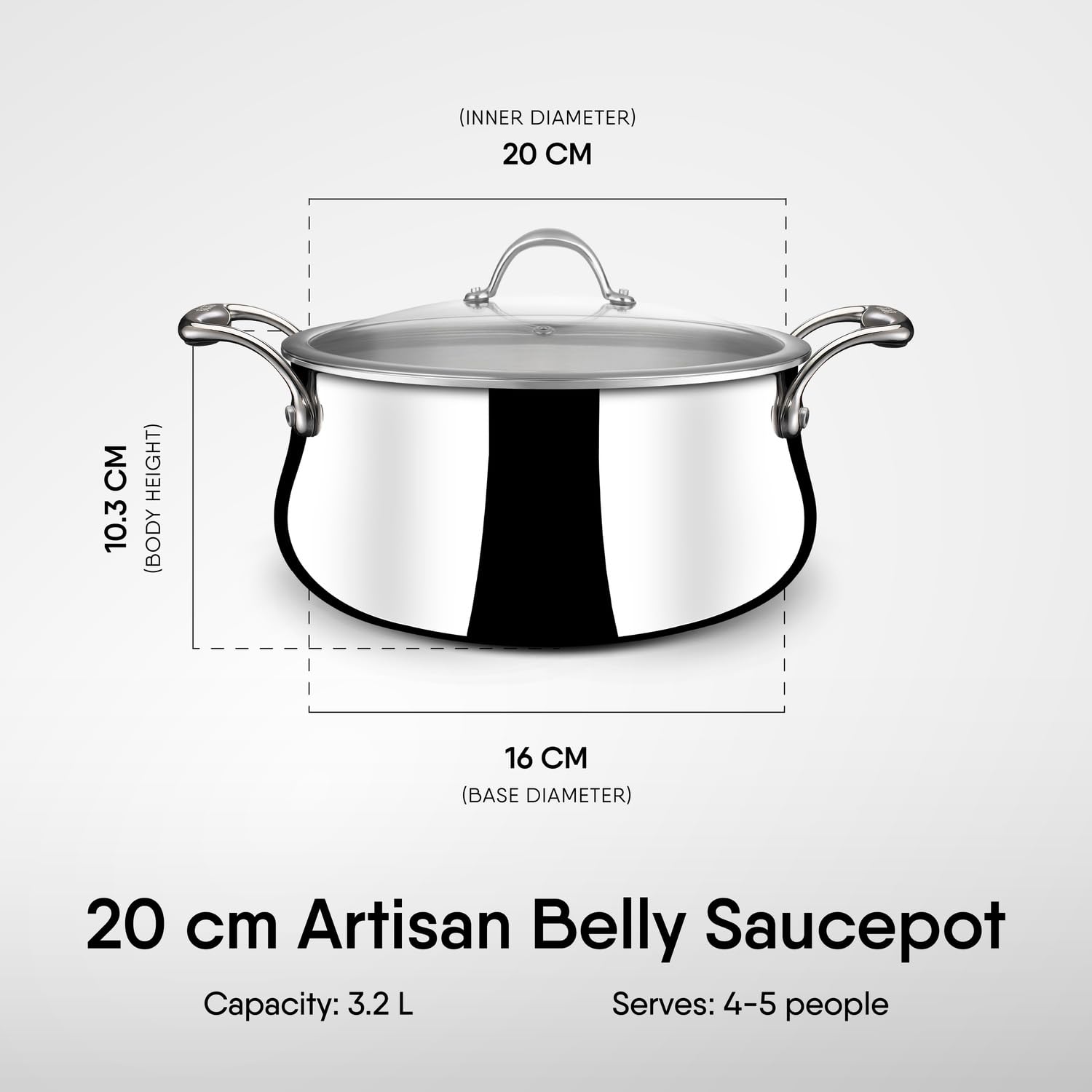 Stahl Triply Stainless Steel Sauce Pot with Lid | Stainless Steel Bell ...