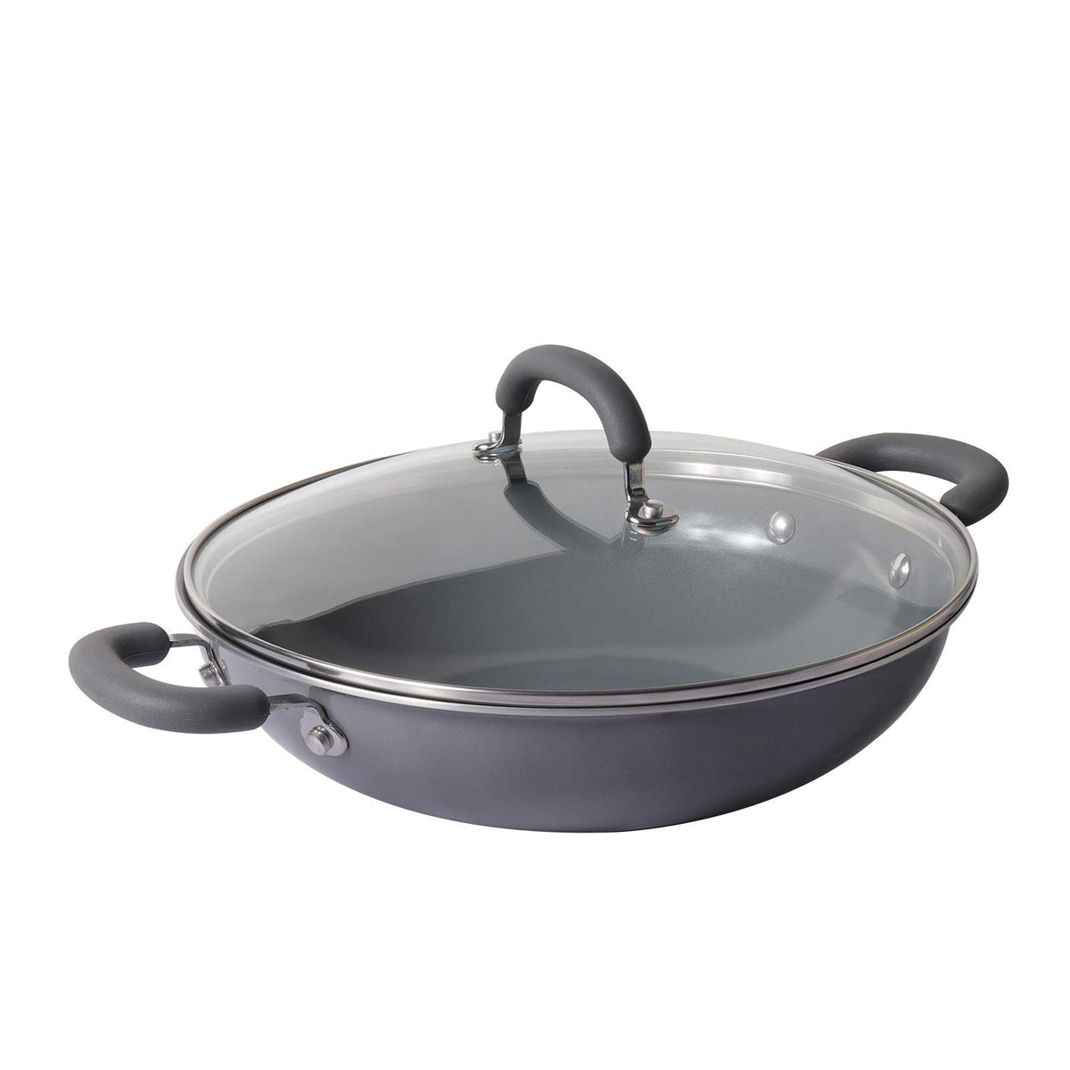 Meyer Anzen, Coated Aluminum Kadai with Glass Lid | Ceramic Kadai for ...