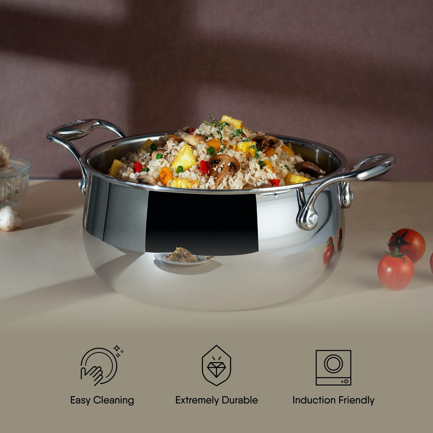Stahl Triply Stainless Steel Sauce Pot with Lid | Stainless Steel Bell ...