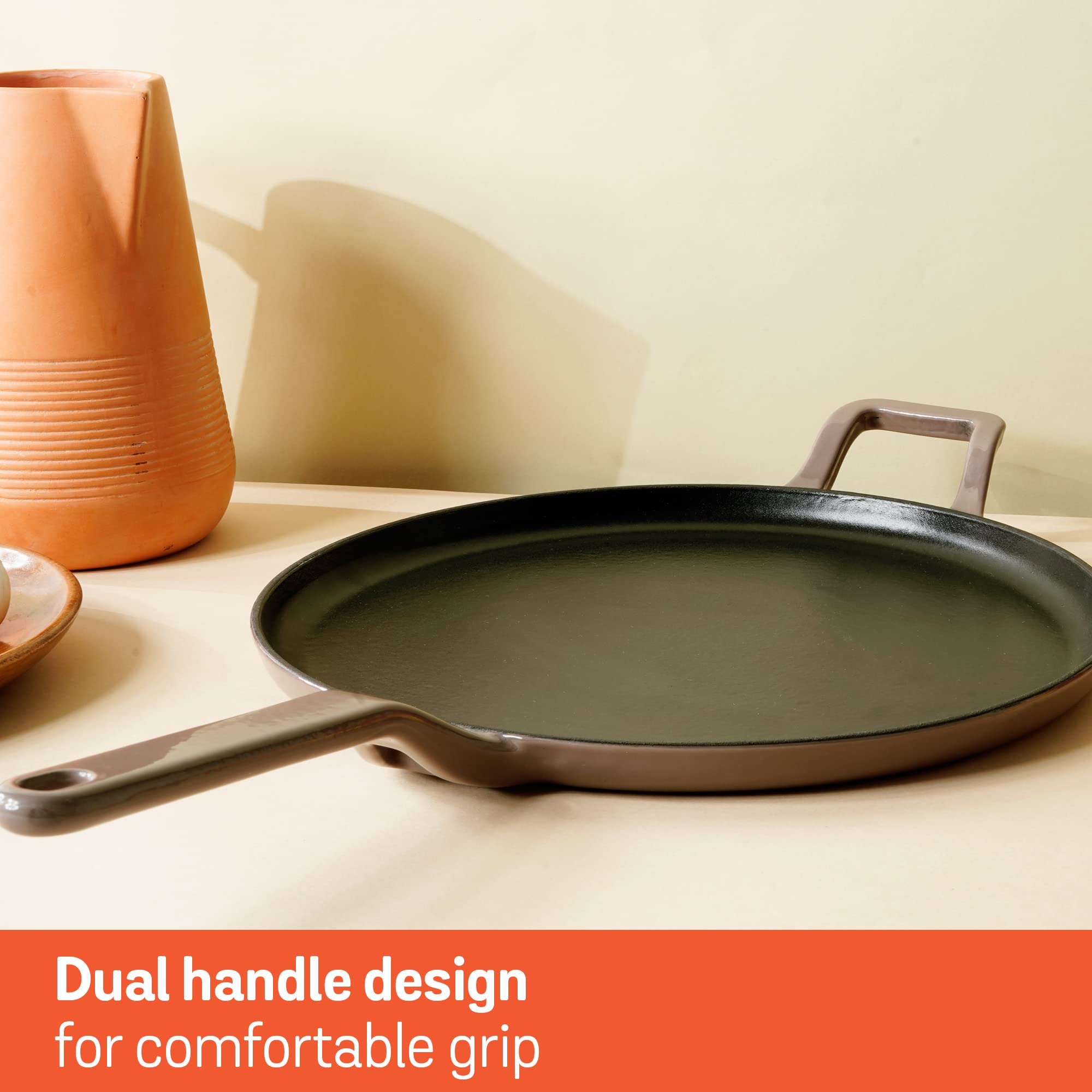 Meyer Enamel Cast Iron Dosa Tawa Pan | Roti Tawa With Induction Base ...
