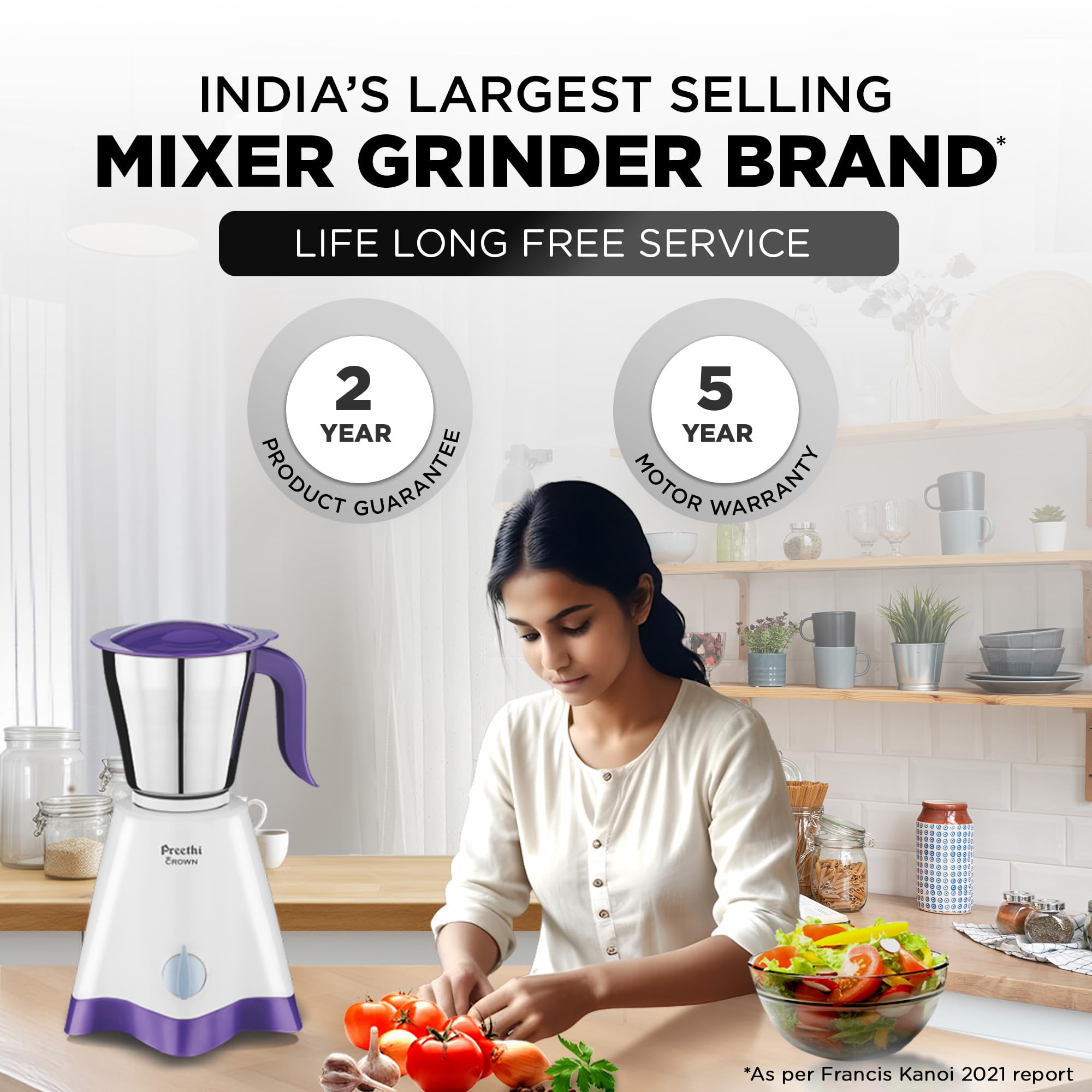 Preethi Crown MG-205 500-Watt Mixer Grinder (White/Purple) – Sarathy ...