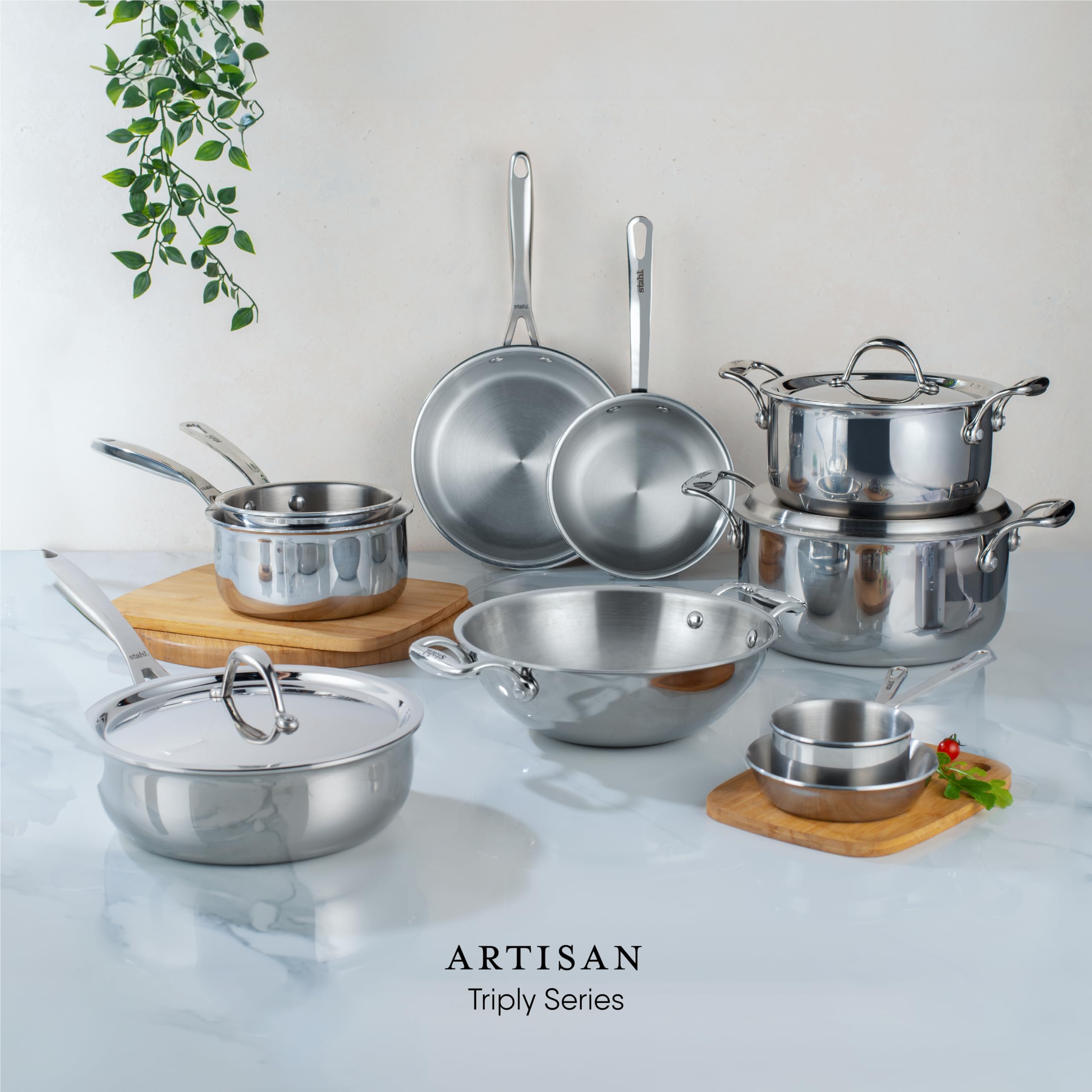 Stahl Artisan Triply Stainless Steel Frying with Lid, Induction & Gas ...