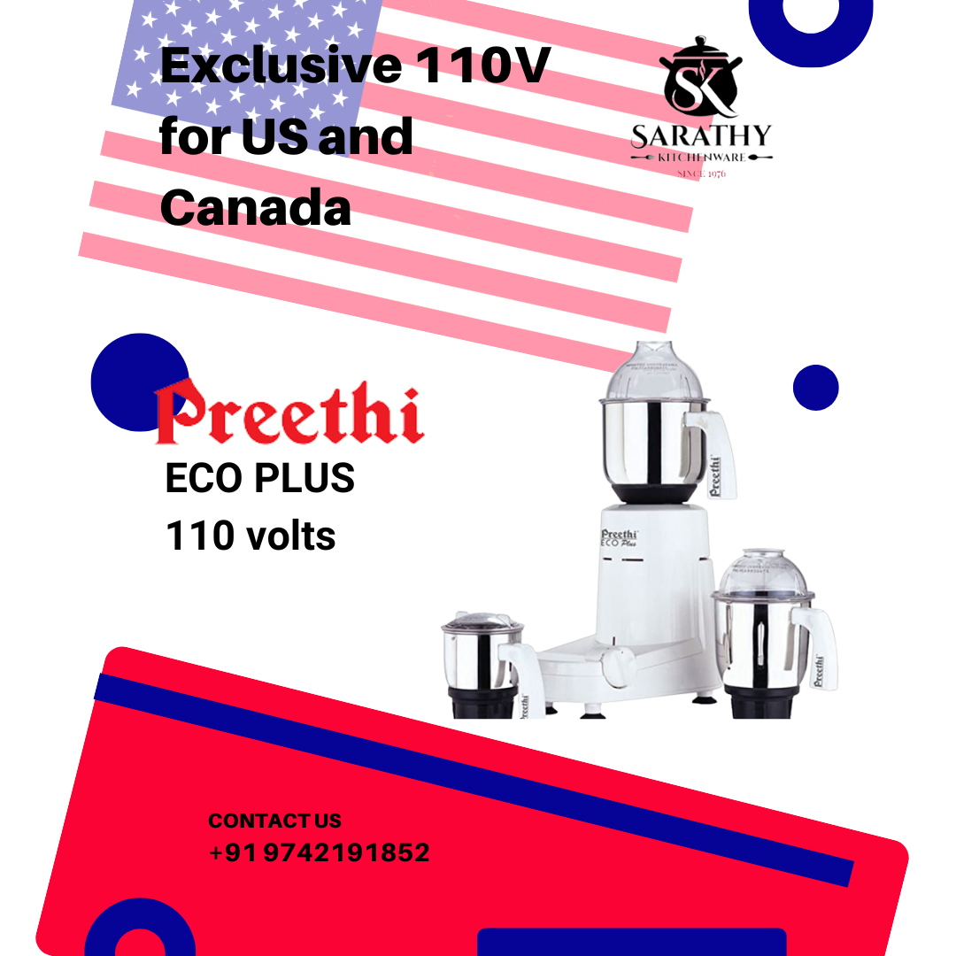 PREETHI ECO PLUS 110 VOLTS MIXER GRINDER (FOR USE IN USA & CANADA ONLY ...